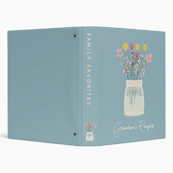 Grandma's Recipes | Mason Jar Flowers Recipe 3 Ring Binder | Zazzle