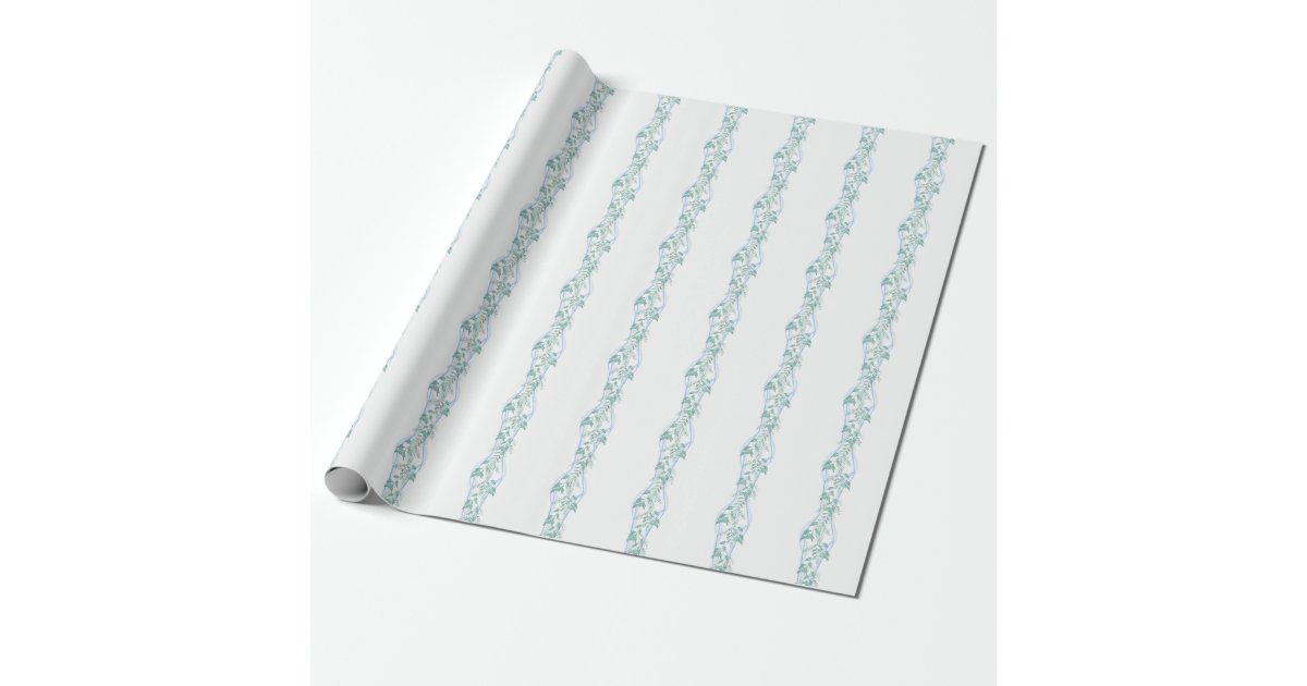Grandmillenial Blue Bow Garland Wrapping Paper | Zazzle