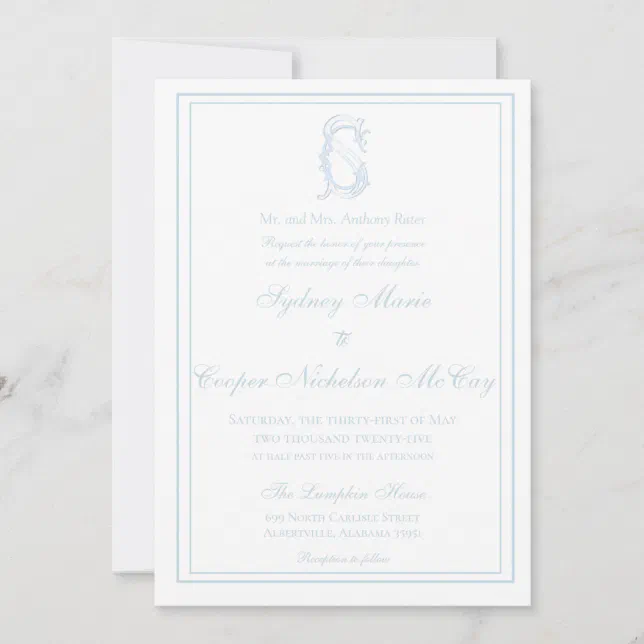 Grandmillennial and Elegant Wedding Invitation | Zazzle