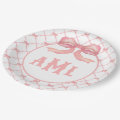 Grandmillennial Chinoiserie Monogram Bamboo & Bow Paper Plates | Zazzle