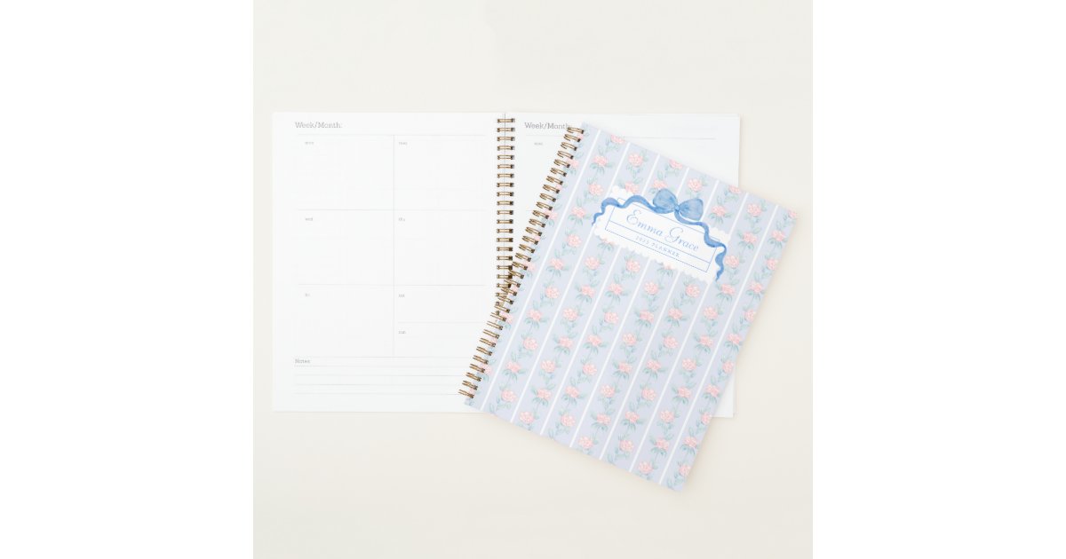 Grandmillennial Floral Bows Planner | Zazzle