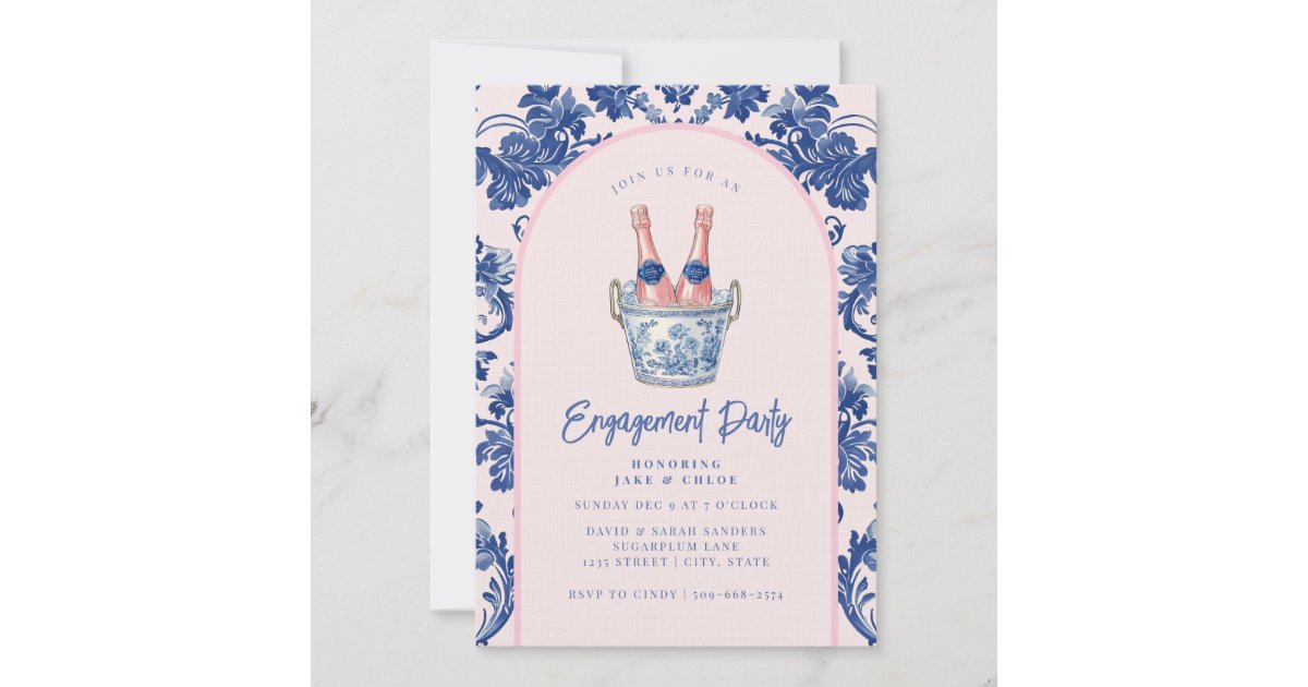 Grandmillennial Holiday Engagement Party Invitation | Zazzle