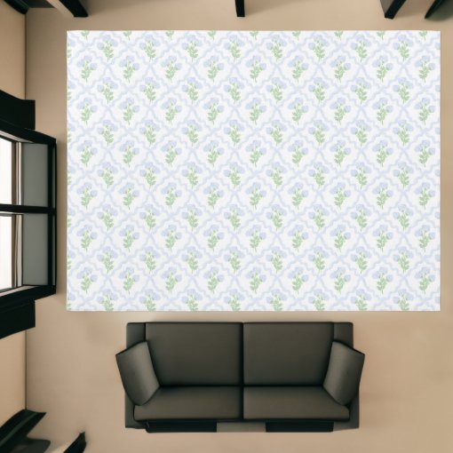 Grandmillennial Hydrangea Preppy Trellis Rug | Zazzle