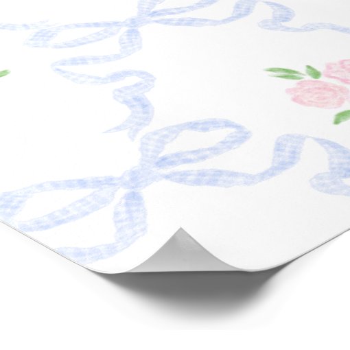 Grandmillennial Preppy Pink Bow Nursery Poster | Zazzle