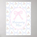 Grandmillennial Preppy Pink Bow Nursery Poster | Zazzle