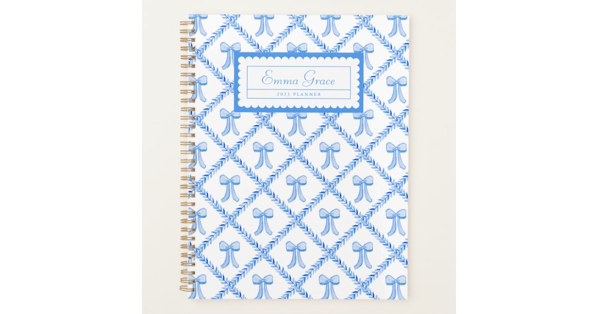 Grandmillennial Trellis Bows Planner | Zazzle