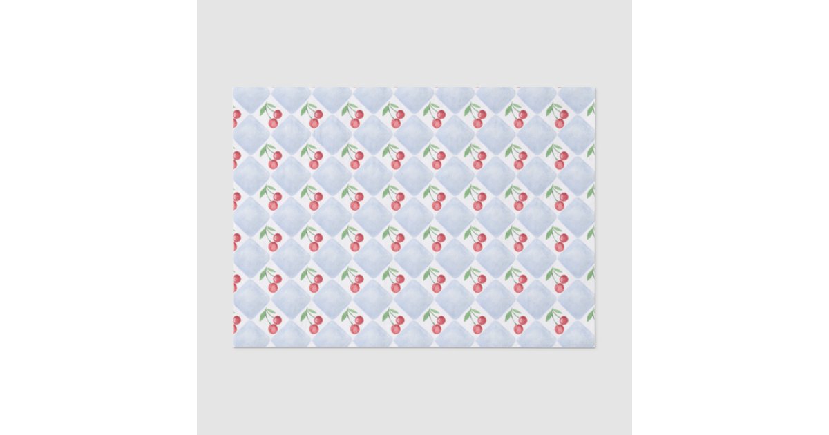 Grandmillennial Watercolor Cherries Tissue Paper | Zazzle