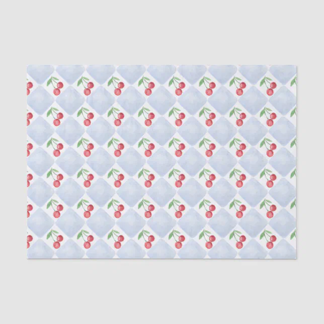 Grandmillennial Watercolor Cherries Tissue Paper | Zazzle
