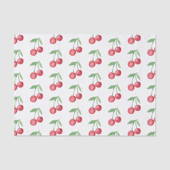 Grandmillennial Watercolor Cherries Tissue Paper | Zazzle