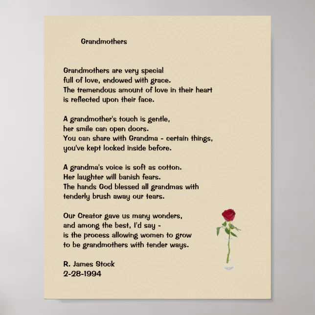 "Grandmothers" Poem on 8x10 Poster | Zazzle