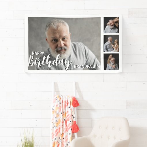 Grandpa Customized Photo Collage Banner | Zazzle