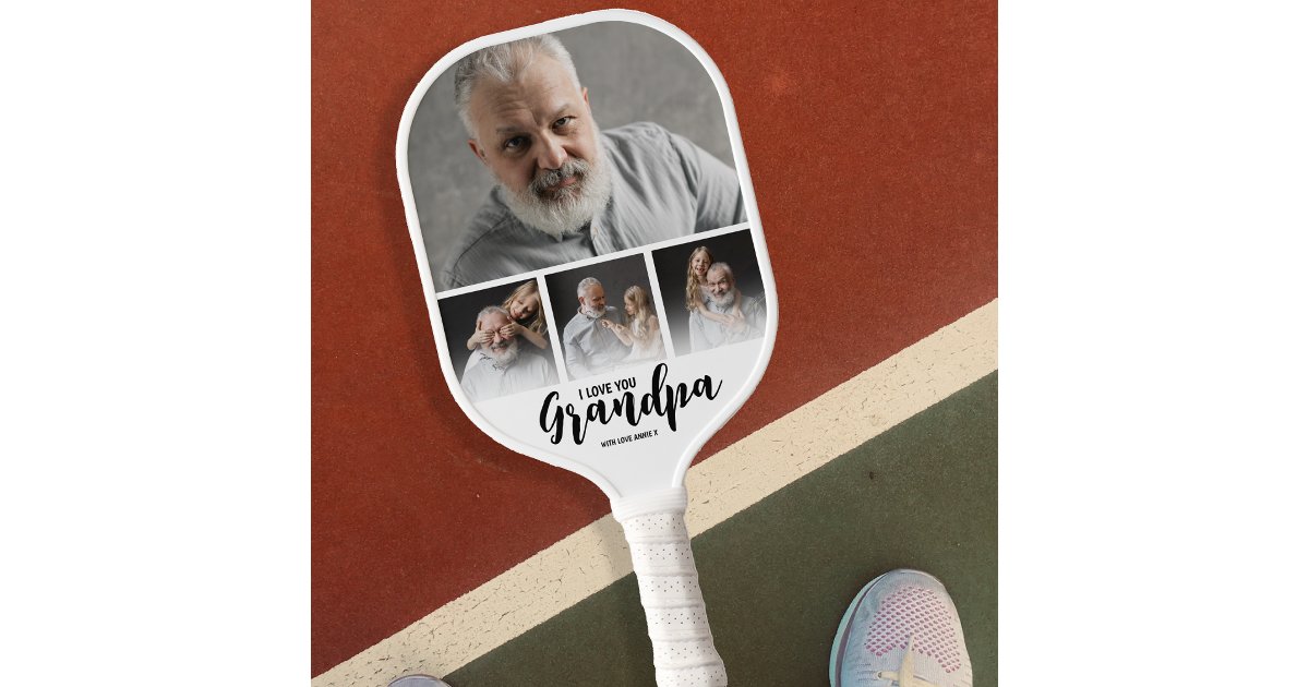 Grandpa Customized Photo Collage Pickleball Paddle | Zazzle