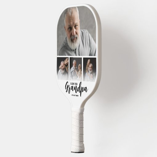 Grandpa Customized Photo Collage Pickleball Paddle | Zazzle
