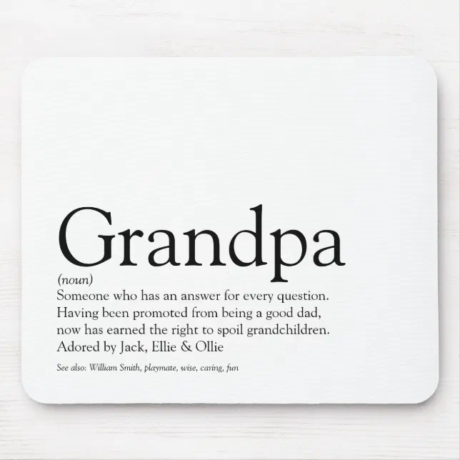 Grandpa Grandfather Grandad Papa Definition Fun Mouse Pad | Zazzle