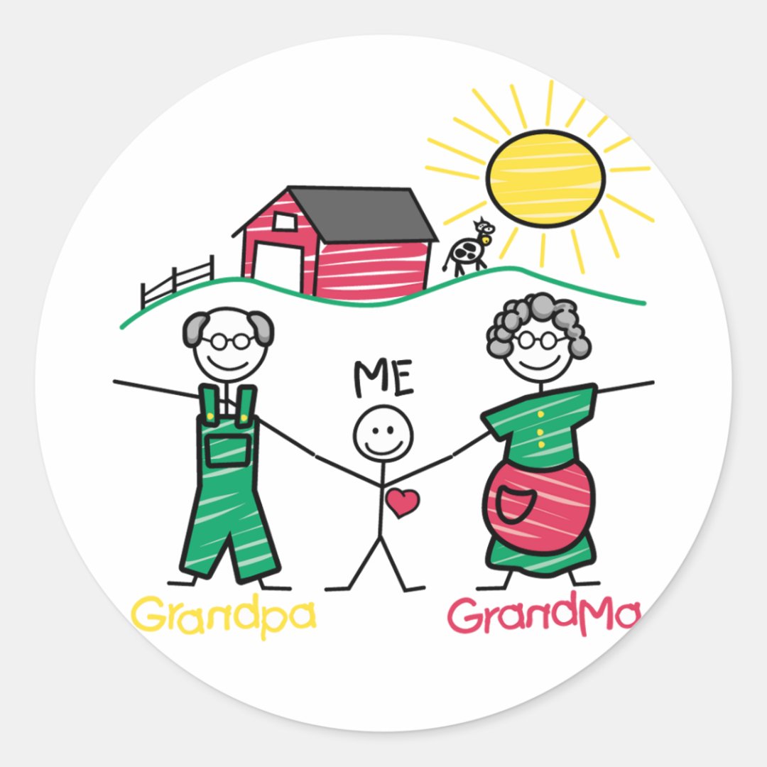 Grandpa Grandma & Me Classic Round Sticker | Zazzle