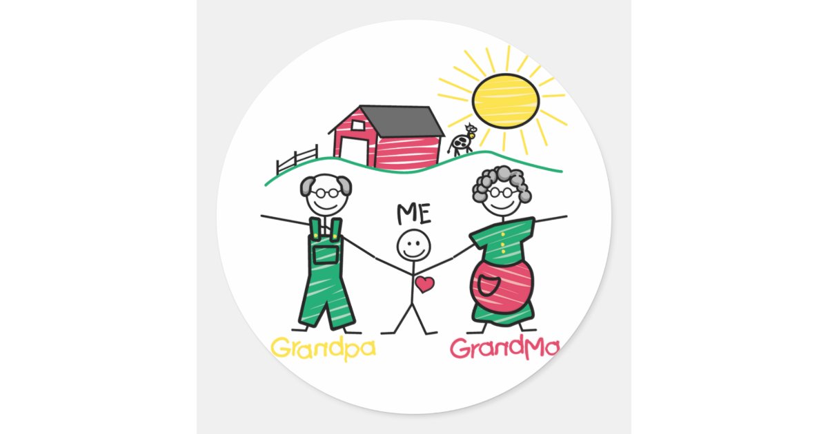 Grandpa Grandma & Me Classic Round Sticker | Zazzle