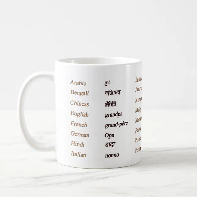 Grandpa in 24 Different Languages of The World Coffee Mug | Zazzle
