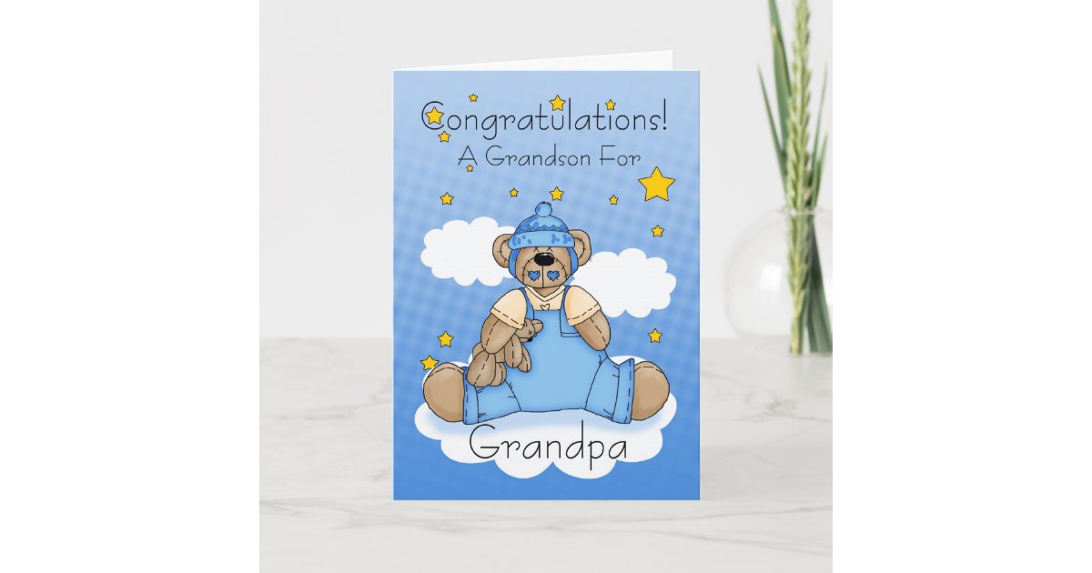 Grandpa New Baby Boy Congratulations Card | Zazzle.com