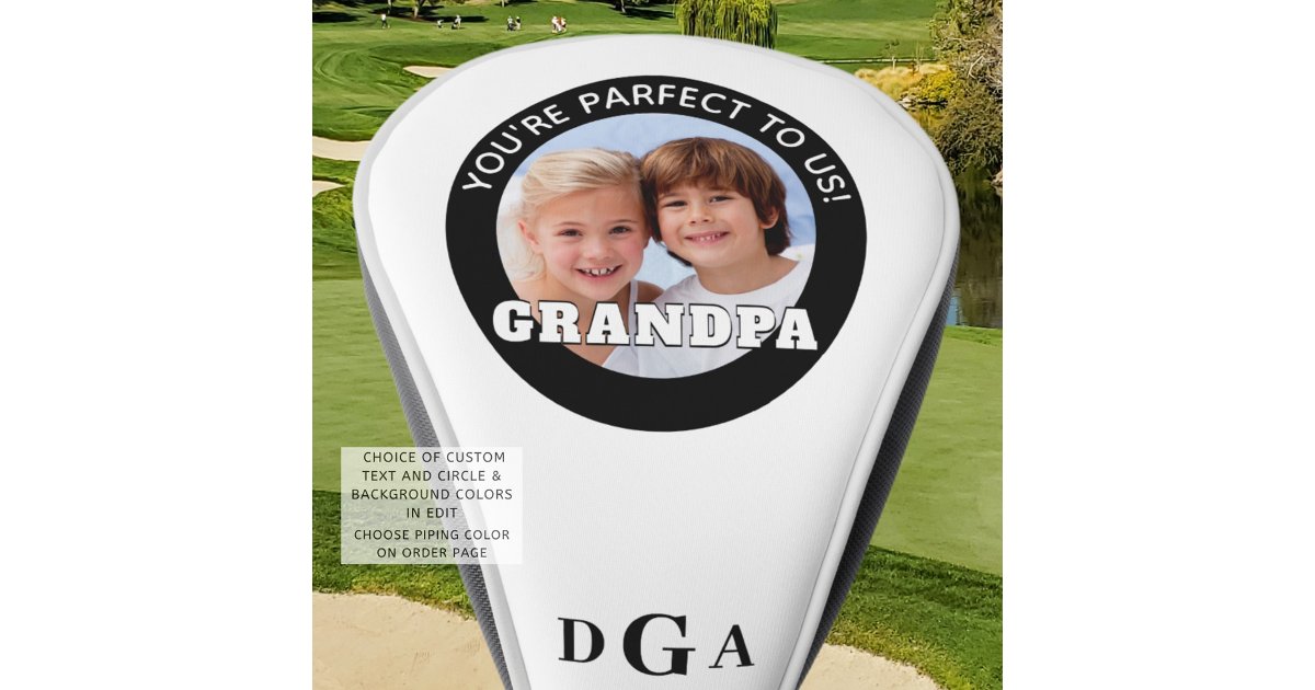 Grandpa Saying Photo Monogram Custom Colors Golf Head Cover | Zazzle