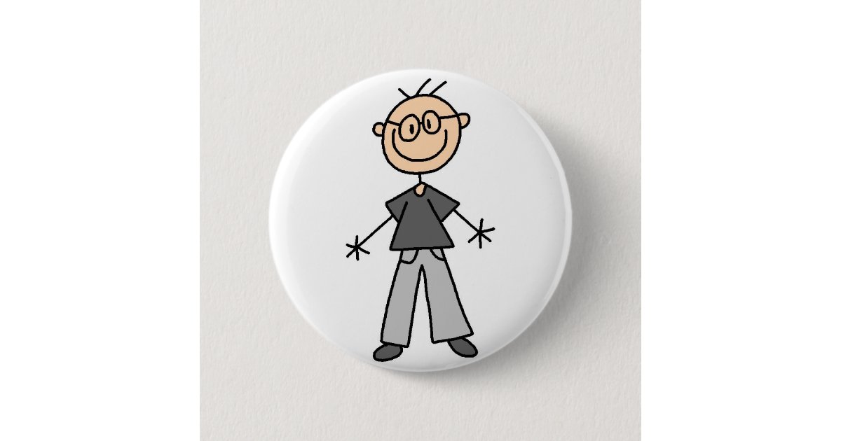 Grandpa Stick Figure Button | Zazzle