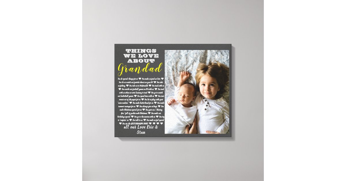 Grandparent photo gift all the reasons you love canvas print | Zazzle