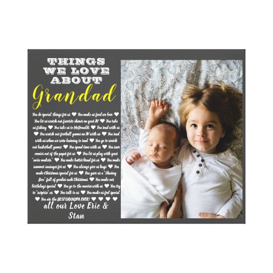 Grandparent photo gift all the reasons you love canvas print | Zazzle.com
