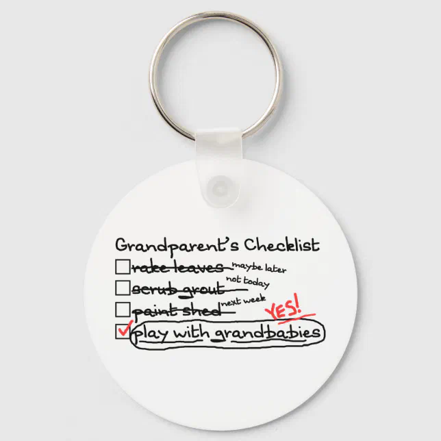 Grandparents' Checklist Keychain | Zazzle