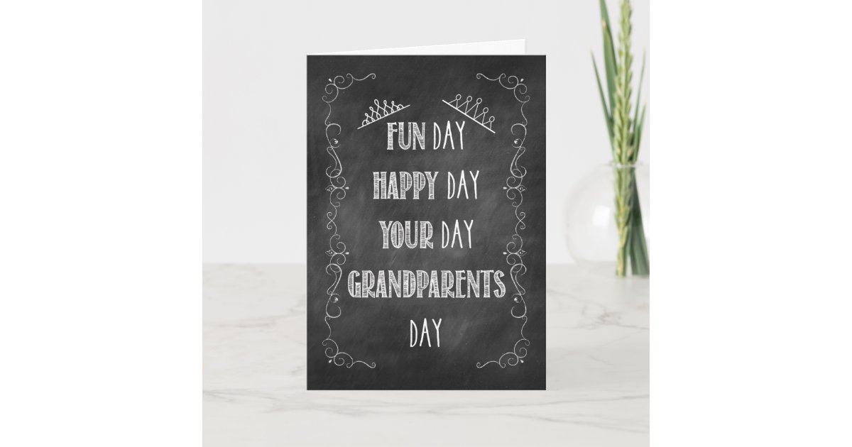 Grandparents Day Chalkboard Birthday, Crown Card | Zazzle