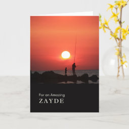 Grandparents Day for Zayde Fishing at Sunset Card | Zazzle