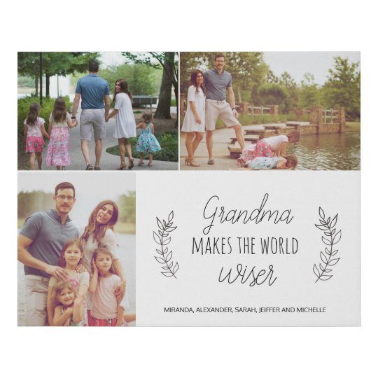 Grandparents day grandma family photo collage faux canvas print ...