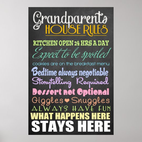 Grandparents House Rules Poster | Zazzle.com