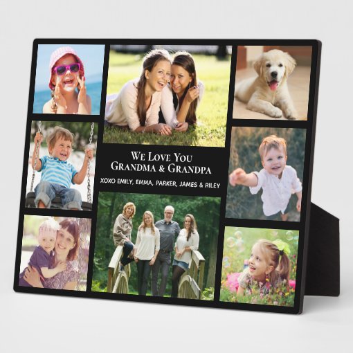 Grandparents Love Photo Collage Black Plaque | Zazzle