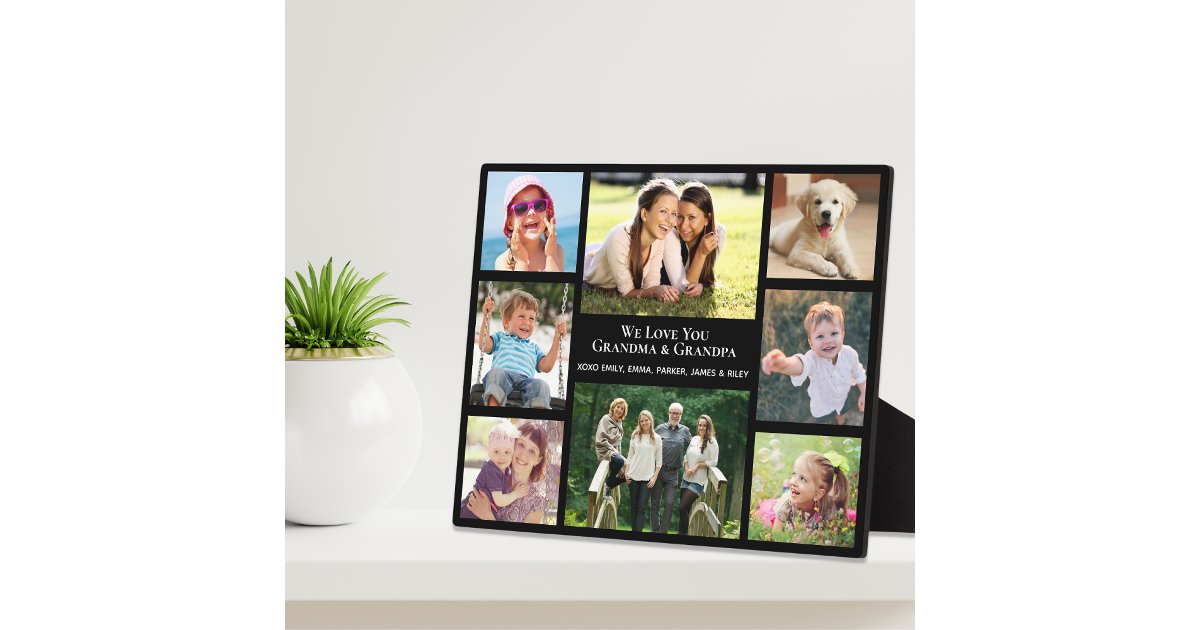 Grandparents Love Photo Collage Black Plaque | Zazzle