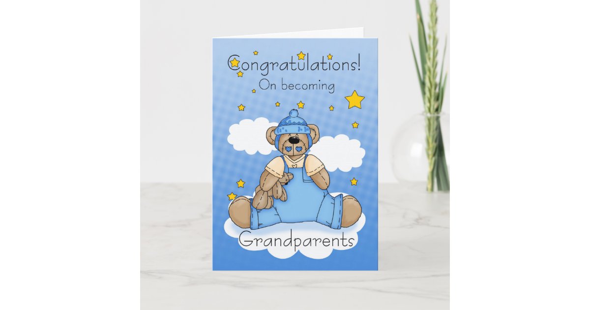 Grandparents New Baby Boy Congratulations Card | Zazzle