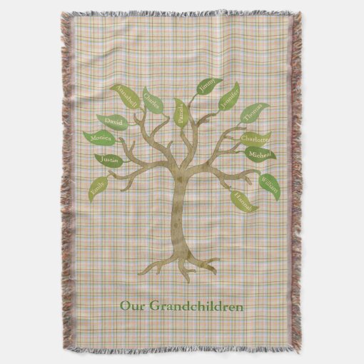 Grandparent's Tree Plaid Throw Blanket | Zazzle