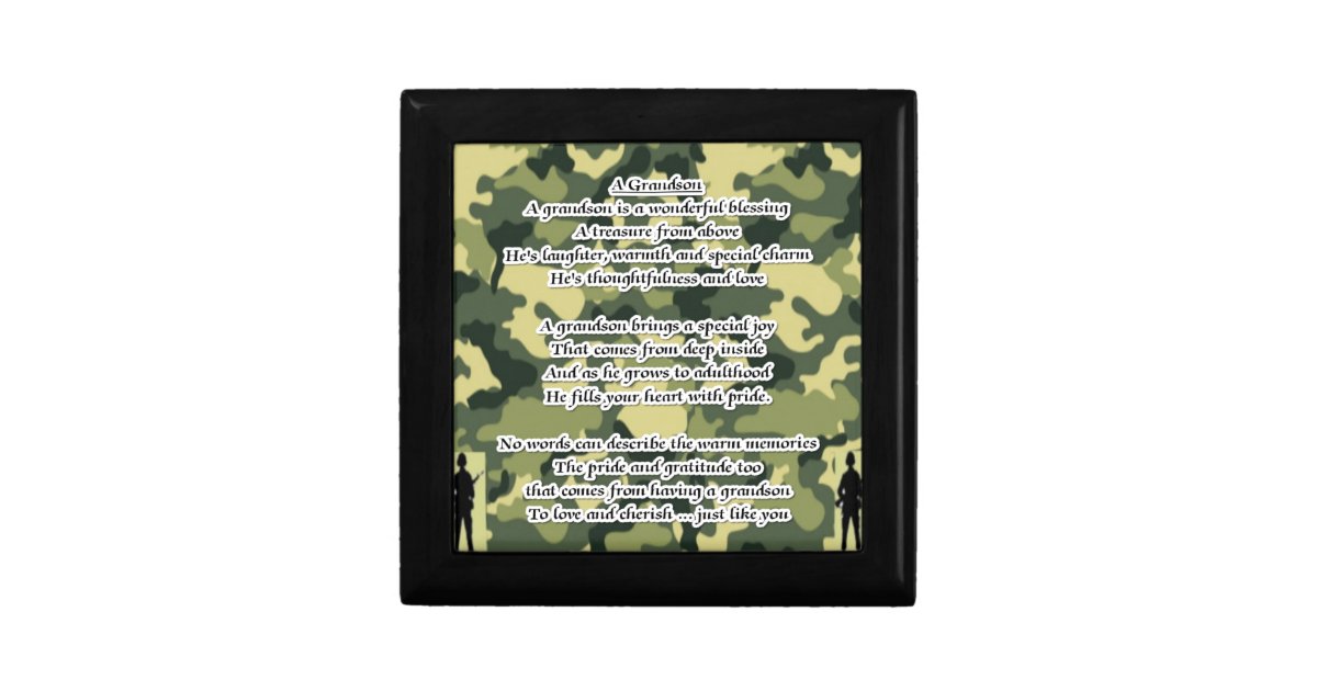 Grandson Poem Army Camouflage Jewelry Box | Zazzle