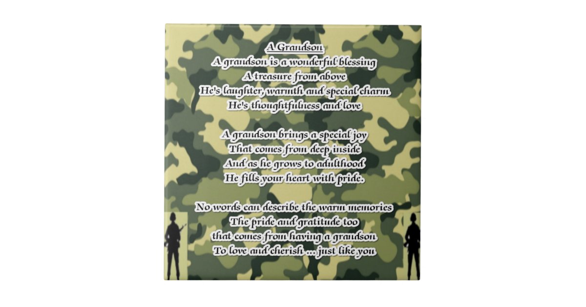 Grandson Poem Army Camouflage Tile | Zazzle