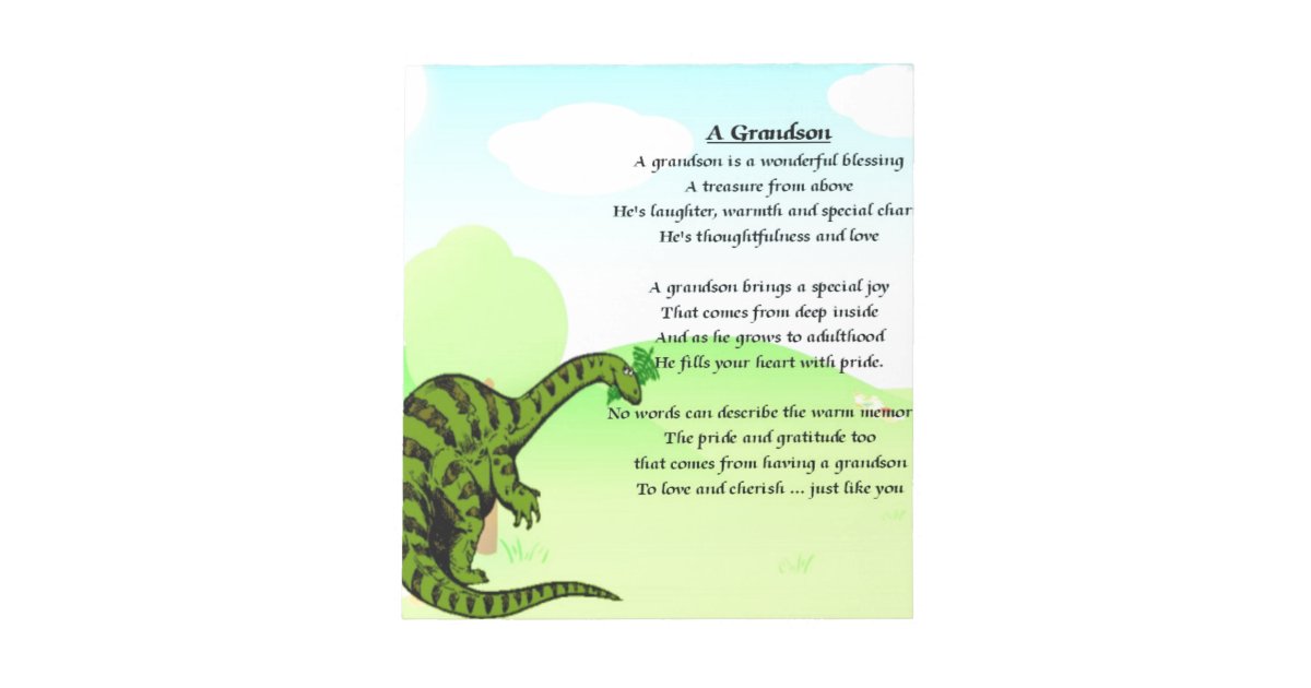 Grandson Poem - Dinosaur Notepad | Zazzle