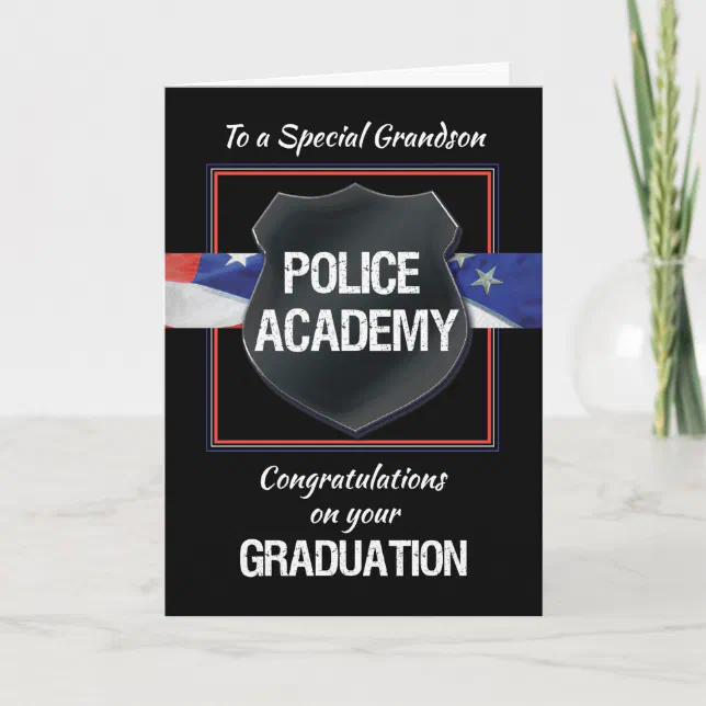 Grandson Police Academy Graduation Congratulations Card | Zazzle
