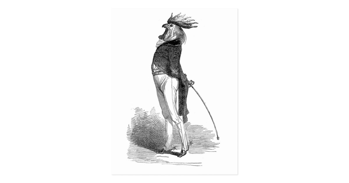 Grandville Anthropomorphic Rooster Postcard | Zazzle.com