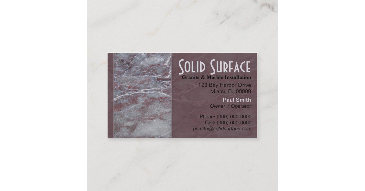 Granite and Marble Business Card | Zazzle