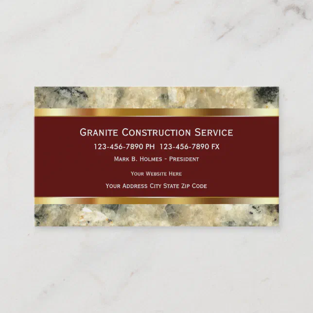 Granite Construction Business Cards | Zazzle