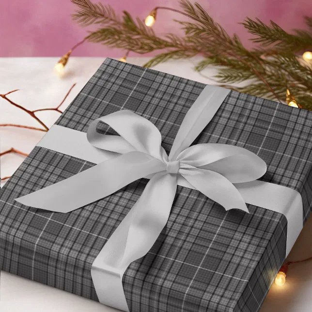 Granite Gray Tartan Plaid Wrapping Paper | Zazzle
