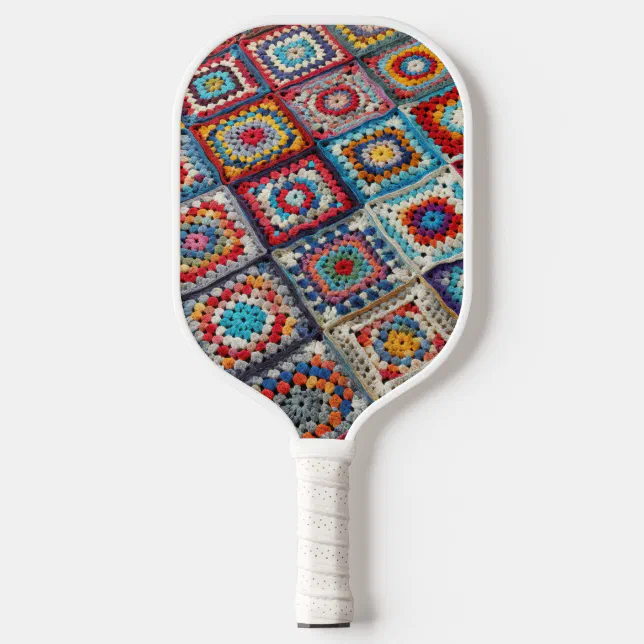 Granny Square Crocheted Quilt Pickleball Paddle | Zazzle