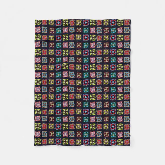 Granny squares fleece blanket | Zazzle