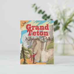 Grant Teton national park Vintage Travel Poster Postcard | Zazzle