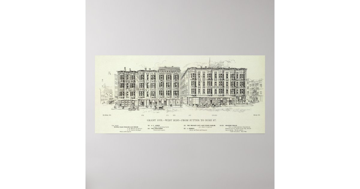 Grant West side Sutter and Bush Poster | Zazzle