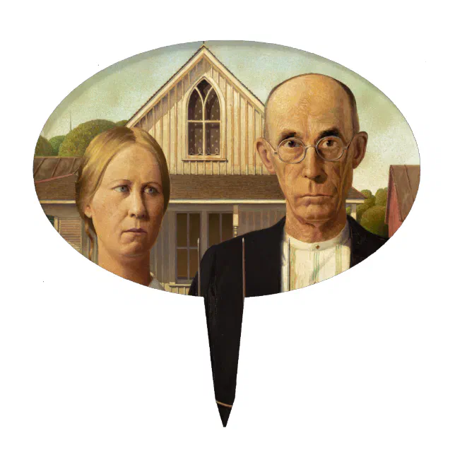 Grant Wood American Gothic Fine Art Painting Cake Topper | Zazzle