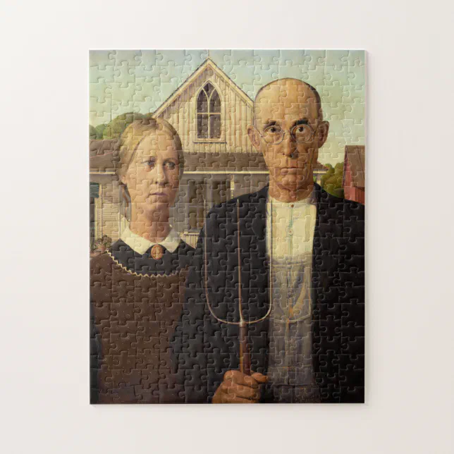 Grant Wood American Gothic Fine Art Painting Jigsaw Puzzle | Zazzle