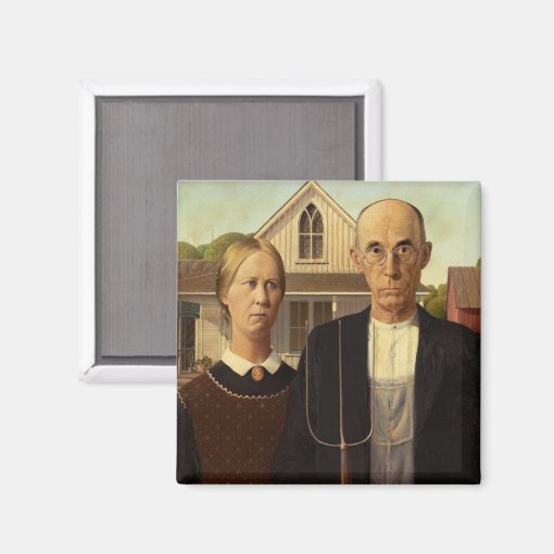 Grant Wood American Gothic Fine Art Painting Magnet | Zazzle